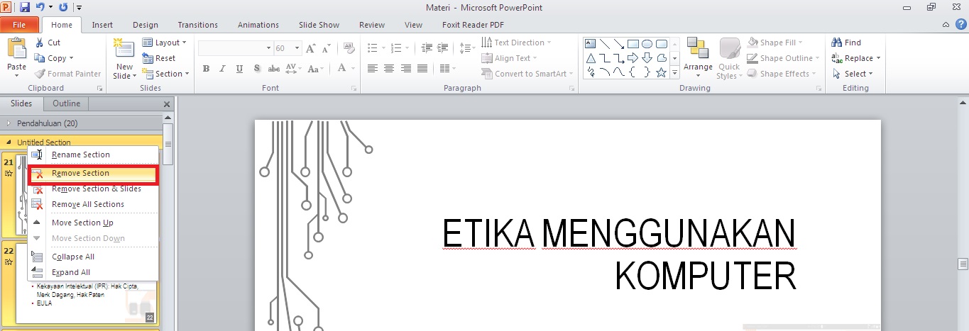 Mengelola Penggunaan Section di PowerPoint - Teknologi Informasi