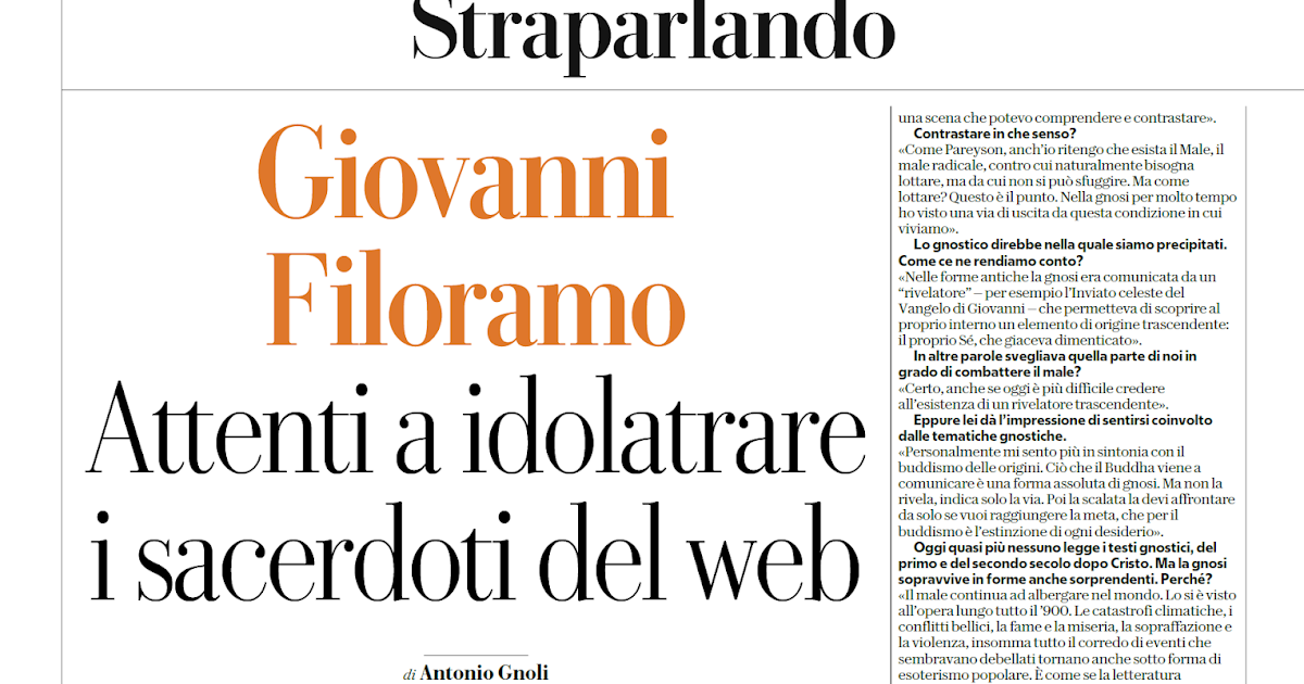 materialismo storico: Gnoli intervista Giovanni Filoramo. Il racconto ...