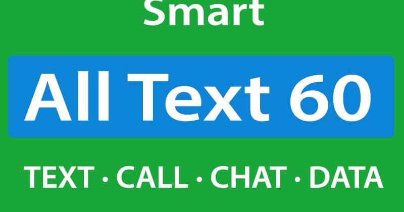 Smart AT60 All Text 60 - Unli All-net texts, FB, Tri-net Call for 5 days
