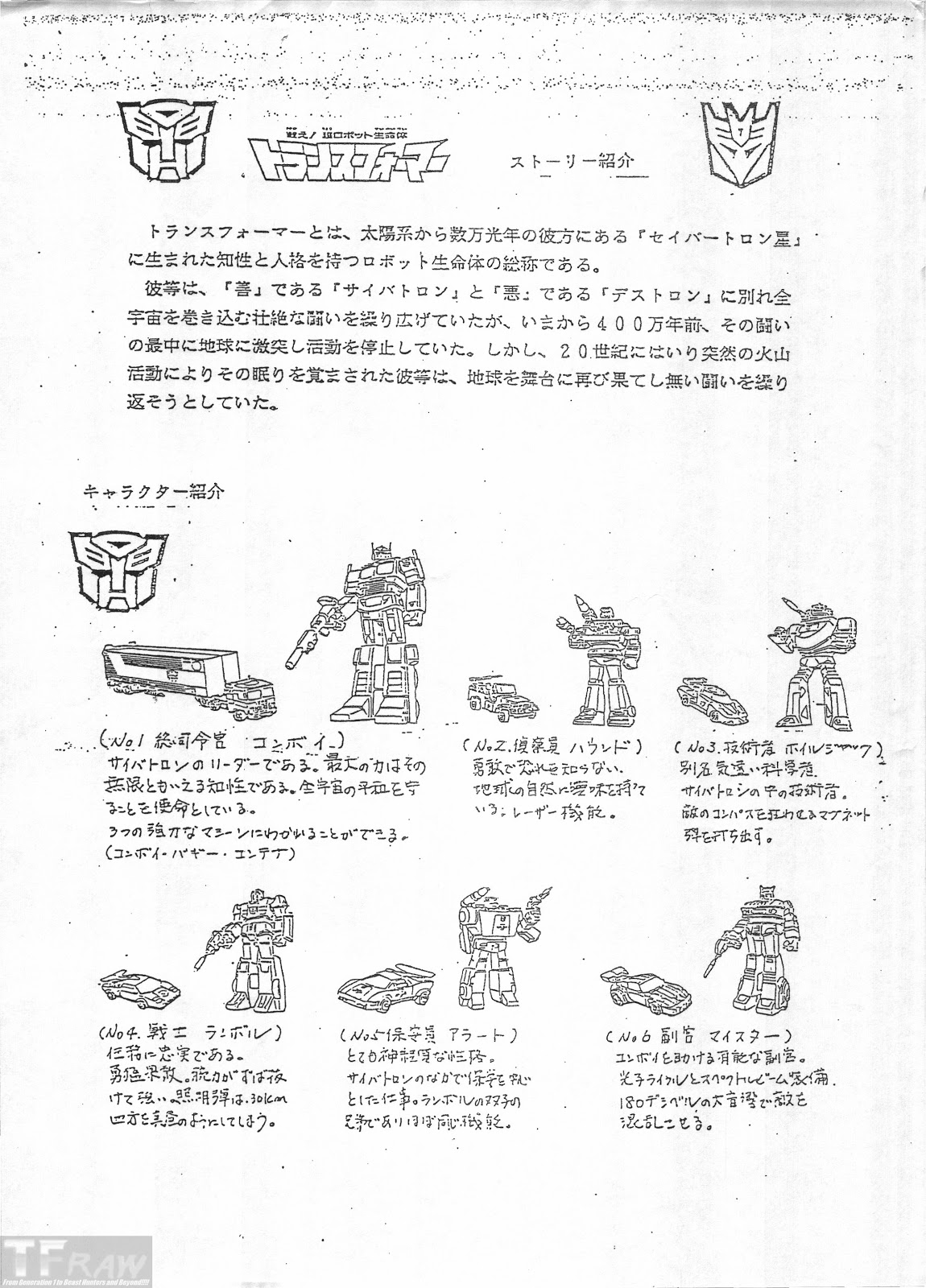 Transformers G1 Model Sheets