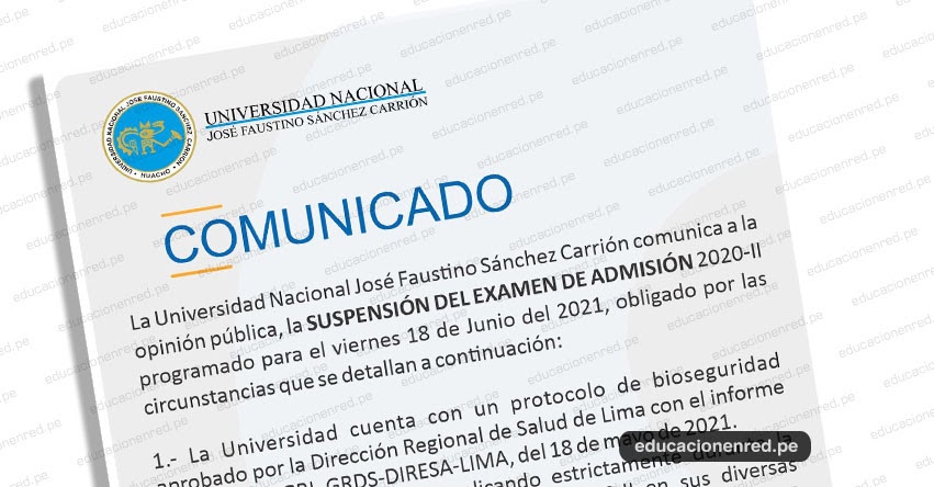 Comunicado Unjfsc Suspenden Examen De Admisión 2020 2 A Realizarse El