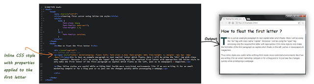 How to make the First Letter of a paragraph Float to the Left in a Webpage