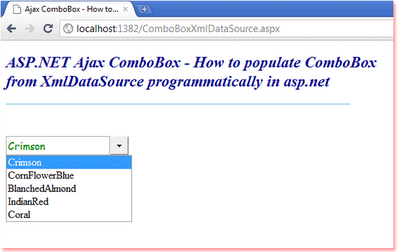 Dot Net Examples: How to populate ComboBox from XmlDataSource in asp.net