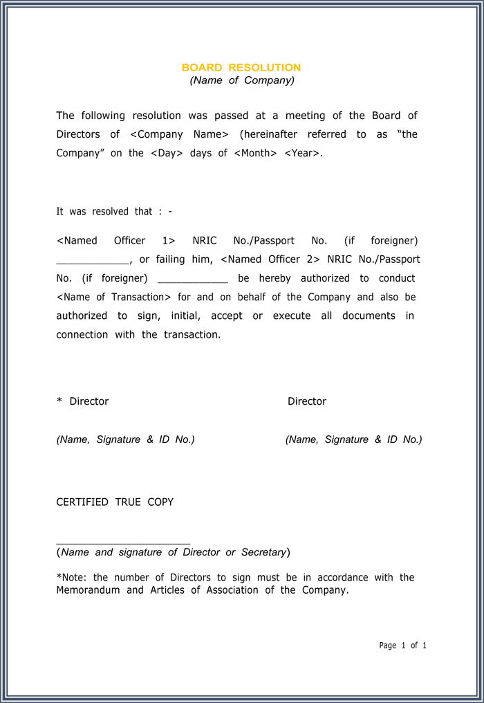 Corporate Resolution Letter Template ~ Resume Letter