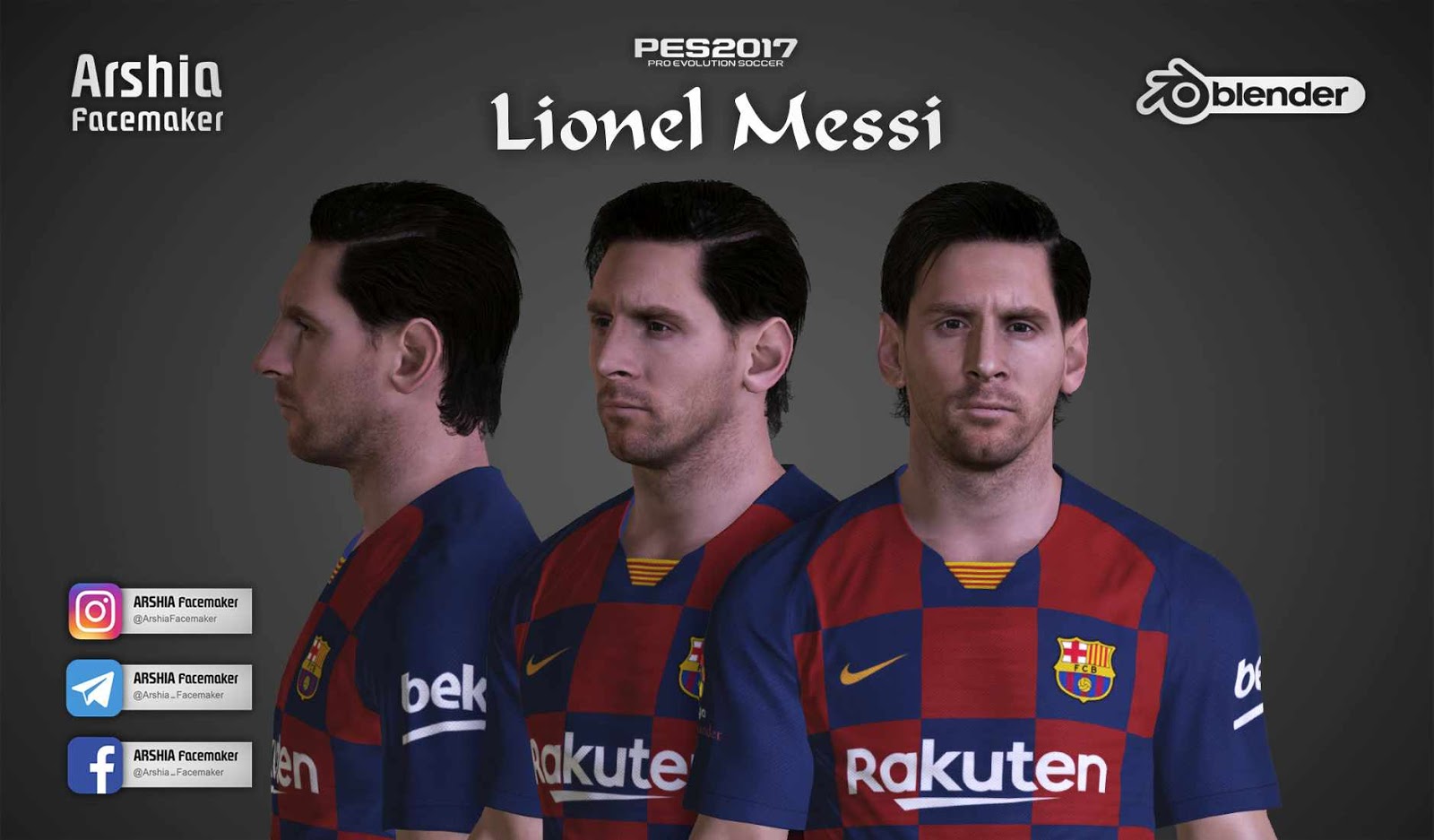 PES 2017 Lionel Messi Face by Arshia Facemaker