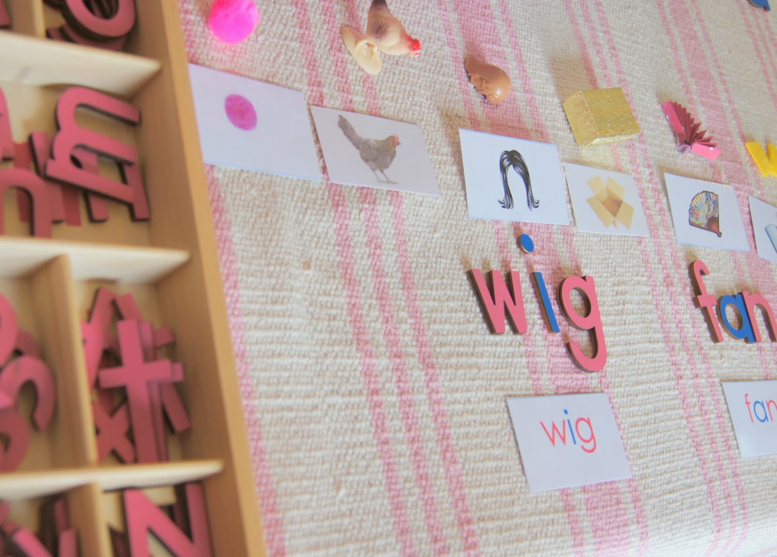 Montessori Pink Series Language, Object Pouches - "Making Montessori Ours"