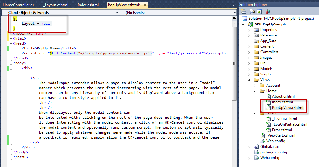 Aspiring Architect Showing The Views In Modal Popup In Mvc
