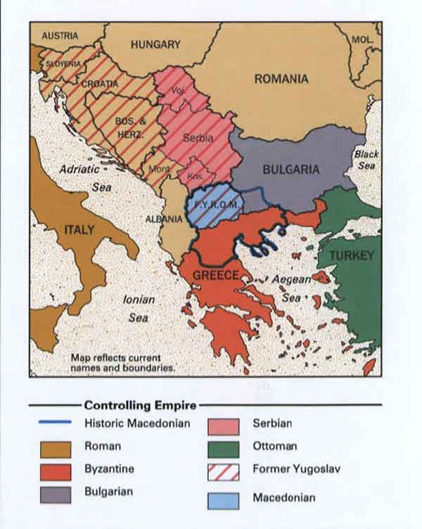 CIA overview map from 1994 shows 'occupied Macedonian territories'