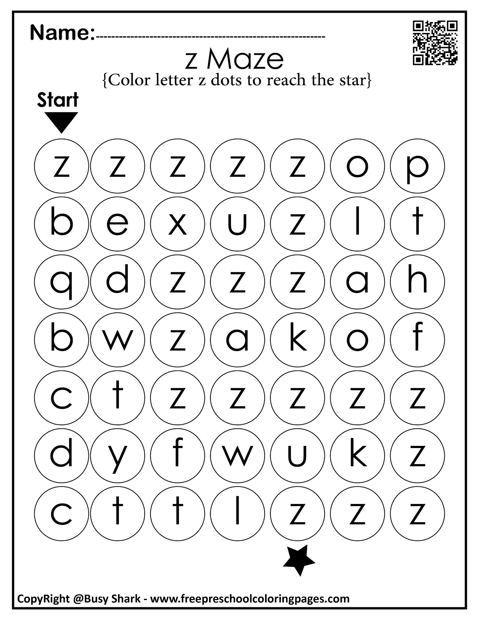 Letter Z "10 free Dot Markers coloring pages"