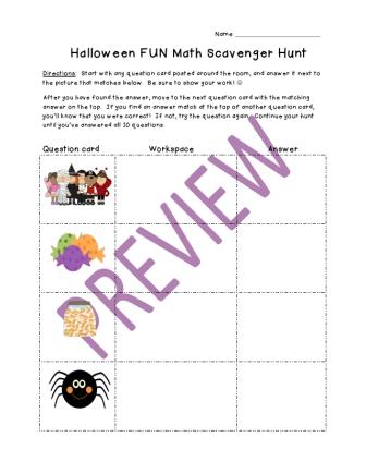 Lovin' Learning: Halloween FUN Math Hunt
