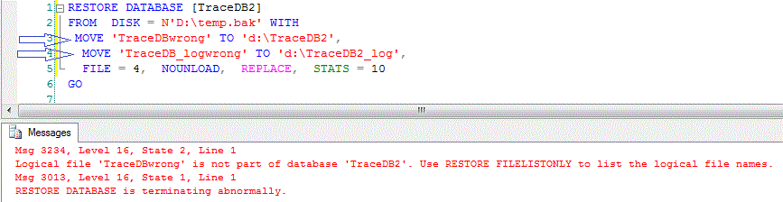 SQL Server Restore Failed Logical File xxxx Is Not Part Of Database xxxx Connect SQL SQL Server Restore Failed Logical File xxxx Is Not Part Of Database xxxx Connect SQL