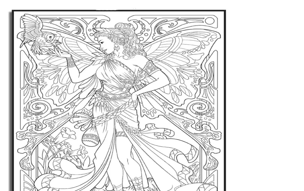 Coloring Page Of A Fairy With An Owl