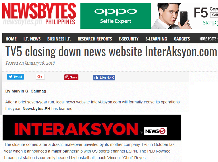 Government and Taxes: Interaksyon shutting down