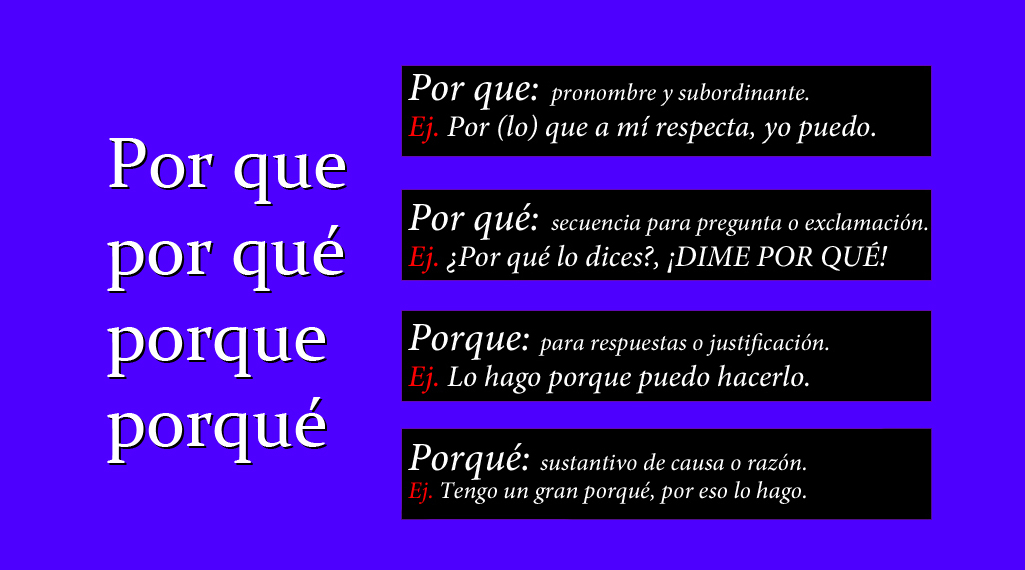 ¿Cómo se escribe porque? ¿Por que, por qué, porque, porqué?