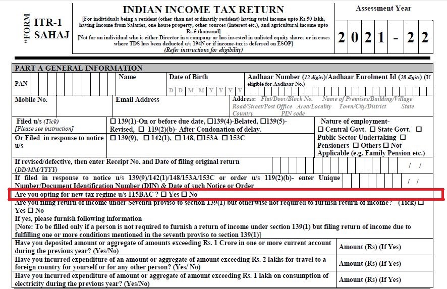 Income Tax Return (ITR) Forms FY 2020-21 / AY 2021-22 - LIMITED UNLIMITED