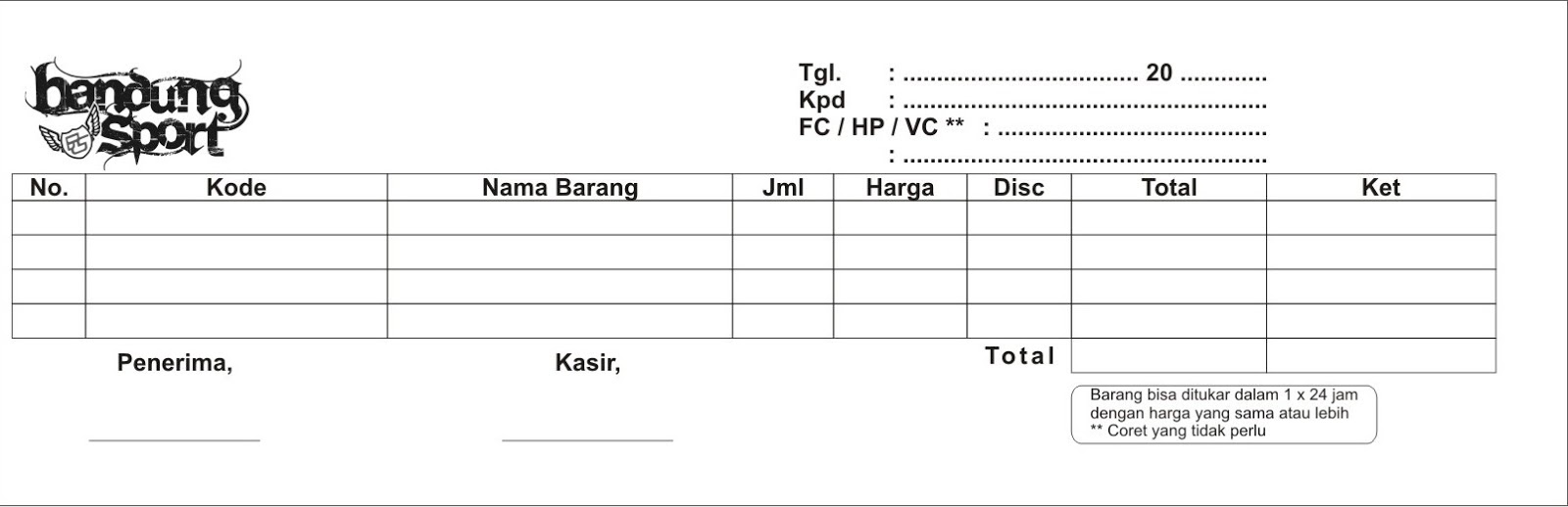 Contoh Nota Bon Kosong | Percetakan di Malang | Cetak murah dan ...