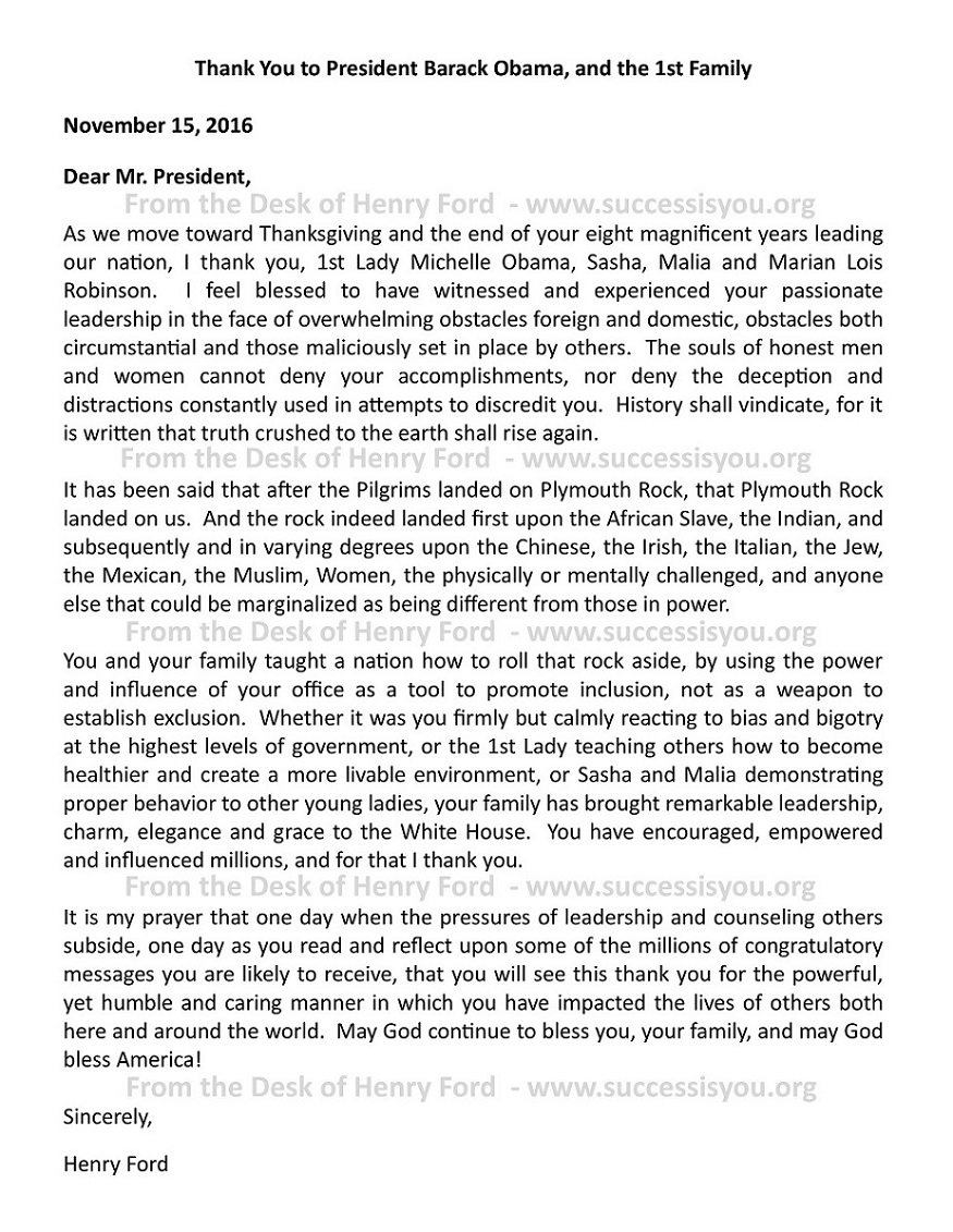 Barack Obama - 44th U.S. President: Thank You President Obama