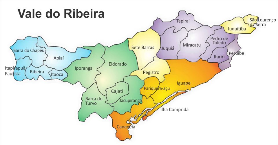 Mapa do Vale do Ribeira pelo Google Maps - O Vale do Ribeira