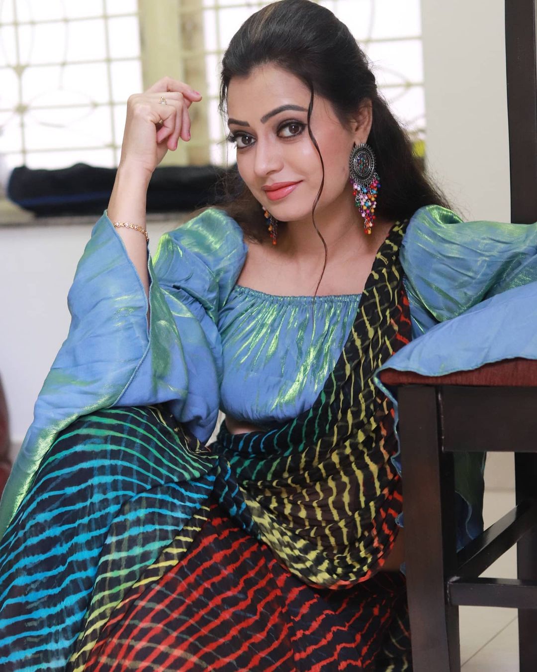 Sowmya Rao Latest stylish saree photoshoot Sowmya Rao Latest stylish saree photoshoot