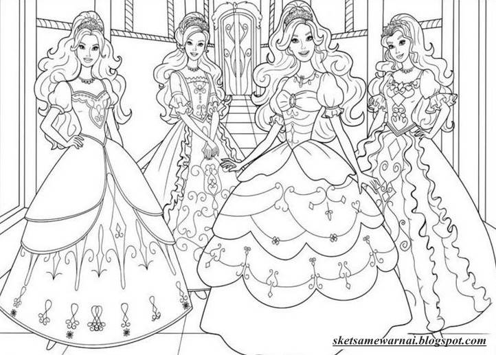 Sketsa Mewarnai Gambar Barbie School - Sketsa Mewarnai