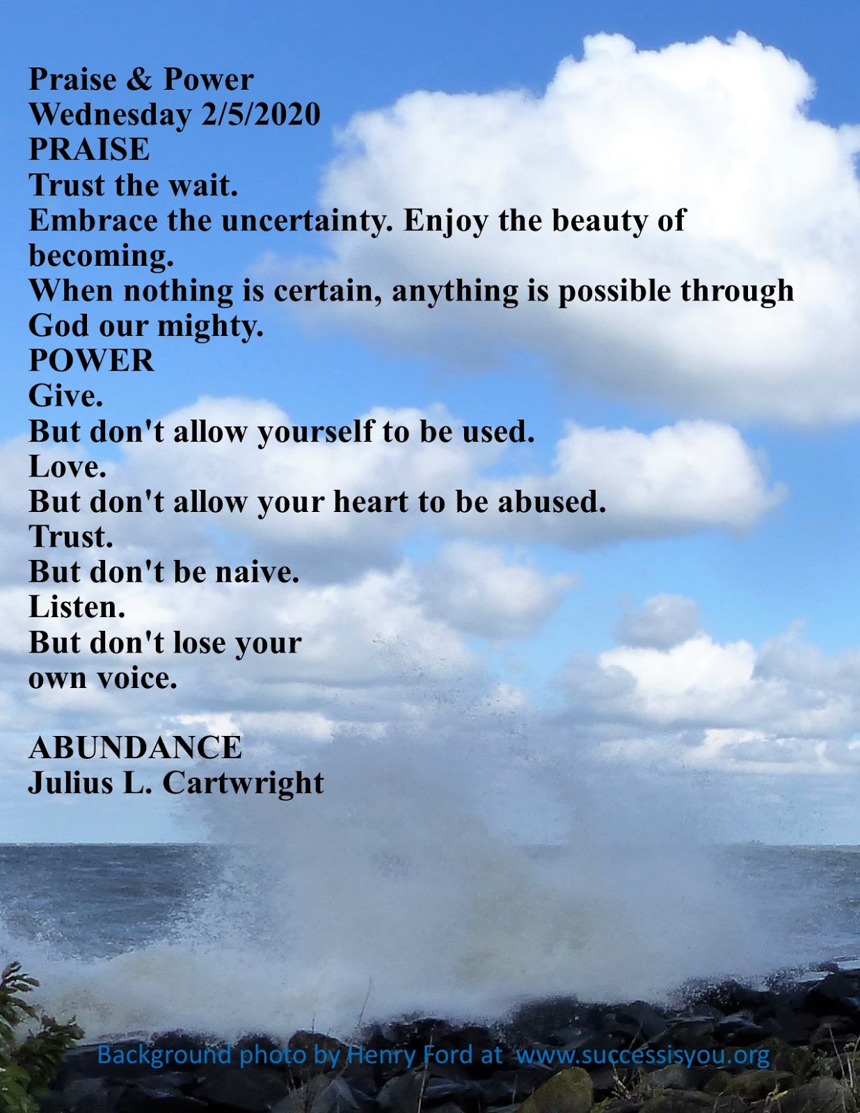 Quotes from SUCCESS IS YOU!: Praise & Power - Wednesday, February 5 ...