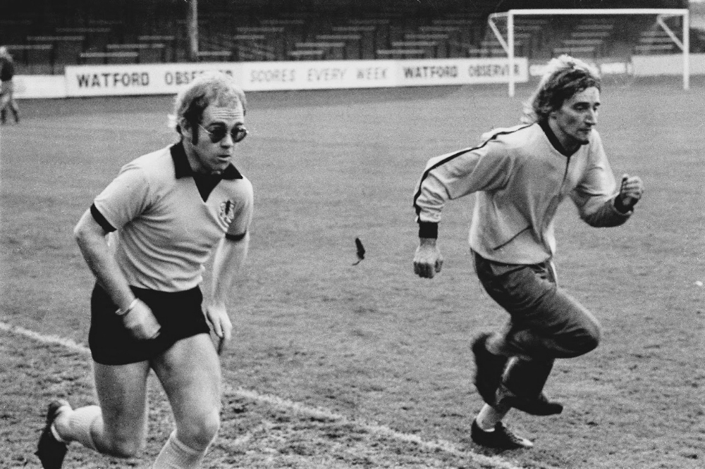 Candid Photographs of Elton John and Rod Stewart Playing Soccer in ...