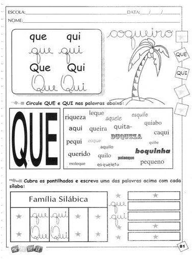 Nosso Espaço da Educação: Atividades - QUA QUE QUI QUO
