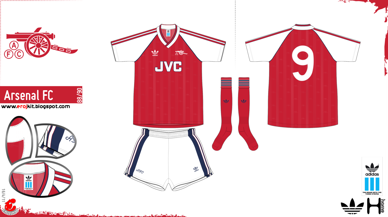 Kit Design, by eroj: 1988-90 Arsenal (Home e Away)