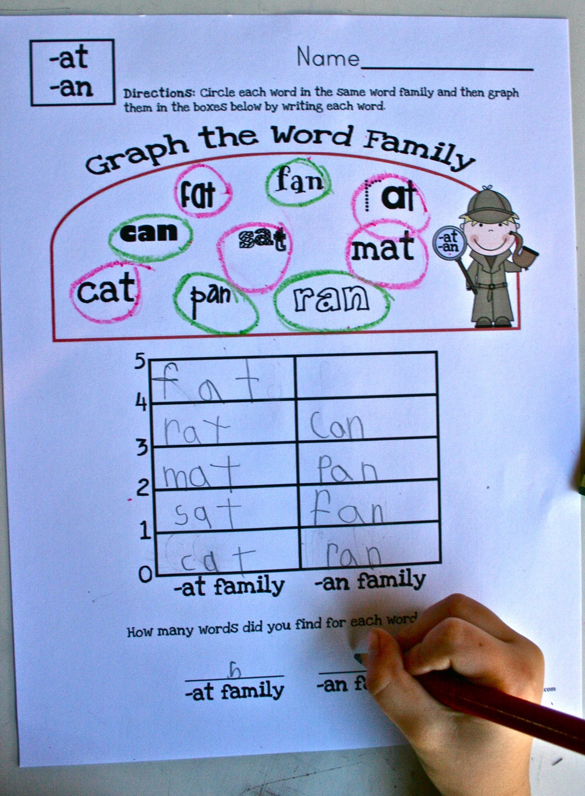 NEW! Word Family Graphing!