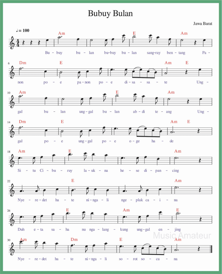 Not Angka Bubuy Bulan - SEPUTAR MUSIK