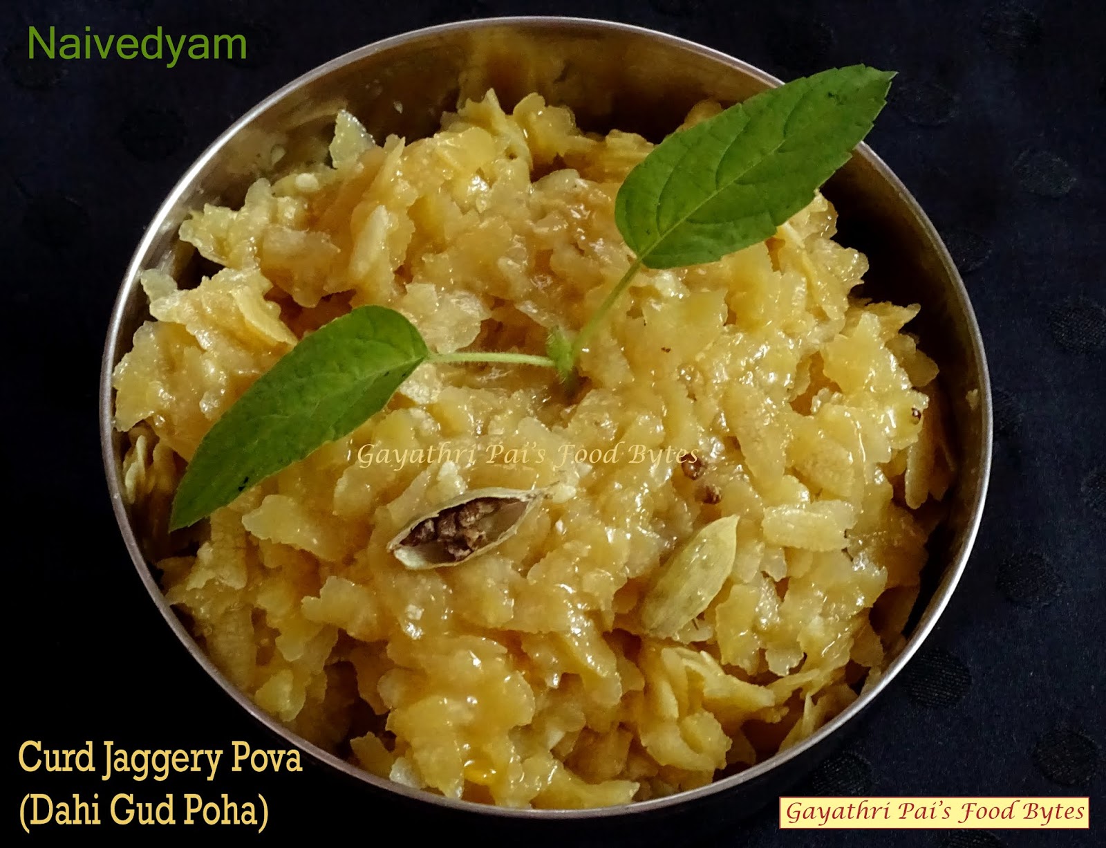 Gayathri Pai's Food Bytes: Curd Jaggery Pova / Dahi Gud Poha.