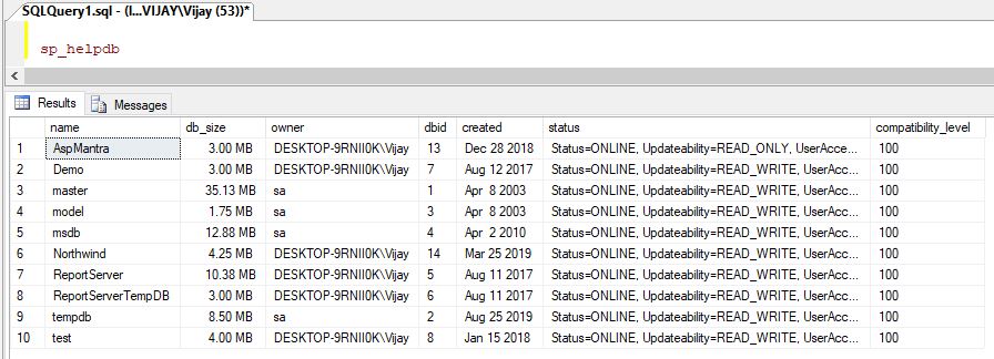Sql Server Check Size Of Database Aspmantra Aspnetmvcangularjsjqueryjavascriptsql