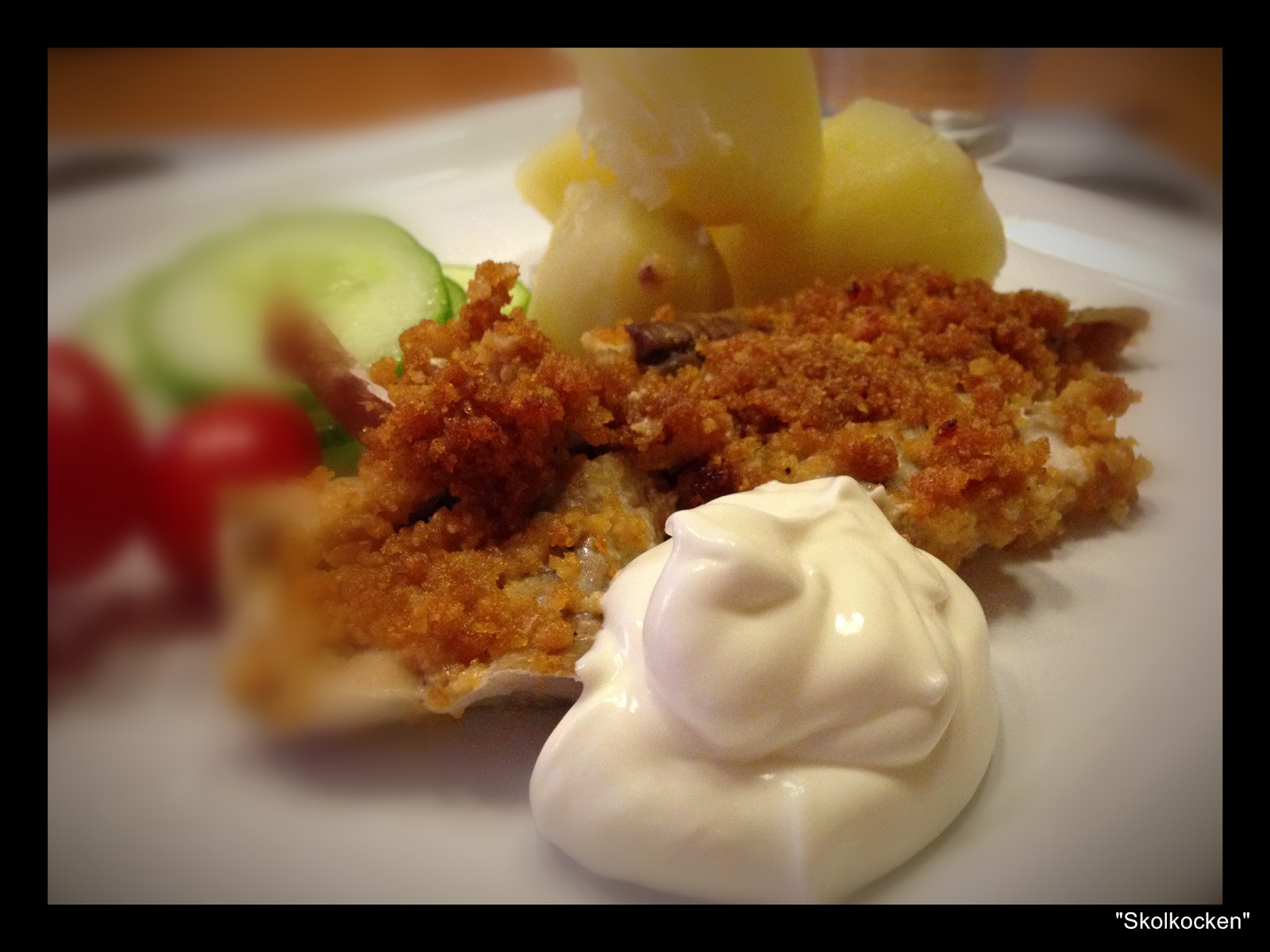 Skolkocken: Ugnsstekt sejfilé med sprött cornflakes- och limetäcke