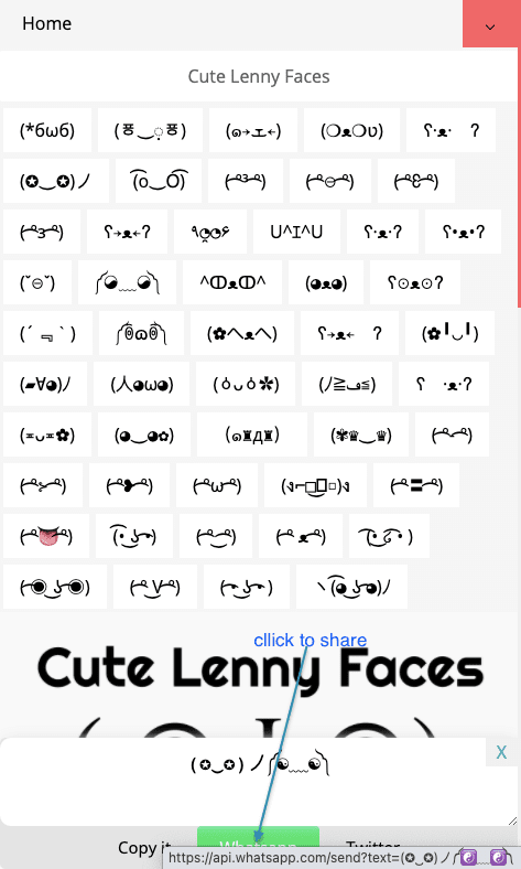 Cute Lenny Faces - Copy Online Free ( ‿ )ノ Text Face