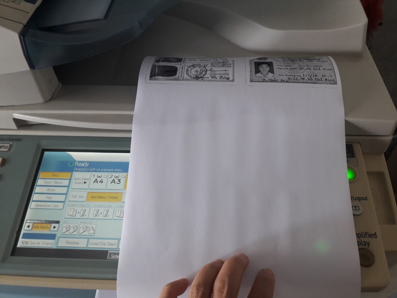 Photocopy CMND/ CCCD/ Bằng lái xe trên một mặt giấy A4