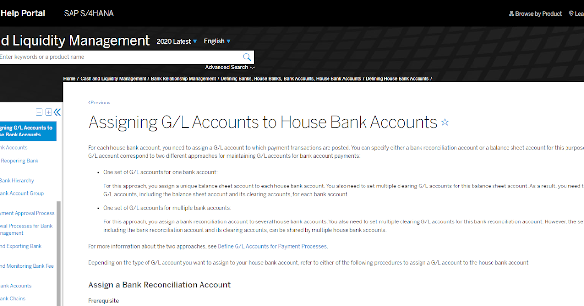 Blog: Assigning G/L Accounts to House Bank Accounts S/4HANA 2020