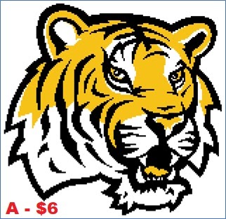EASY PATTERNS: Louisiana State University LSU Tigers cross-stitch pattern