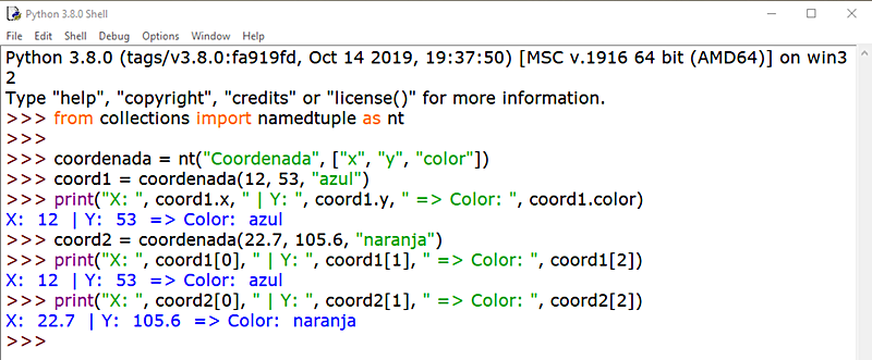 APRENDER A PROGRAMAR CON PYTHON: NAMEDTUPLES