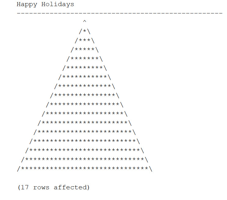 Xmas Tree In T Sql Sqlservercentral