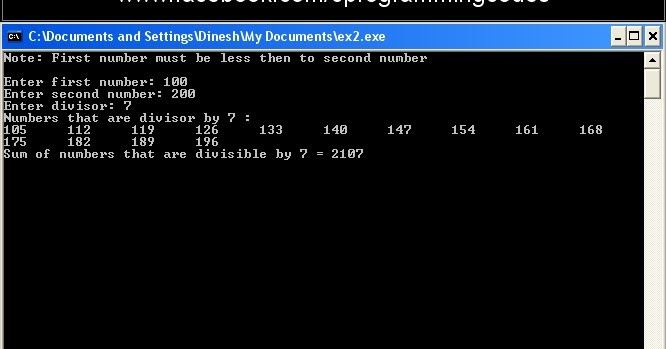 C Programming: Find numbers between 100 to 200 which divisible by 7 and ...