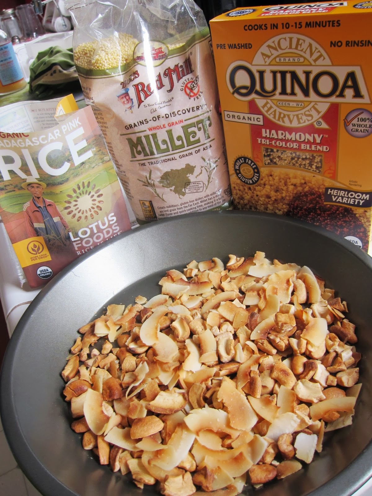 WholeFoodVegan: Multigrain Salad with Mangoes, Toasted Coconut, Cashews