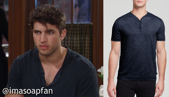 Morgan Corinthos's Blue Henley Tee - General Hospital, Season 52 ...