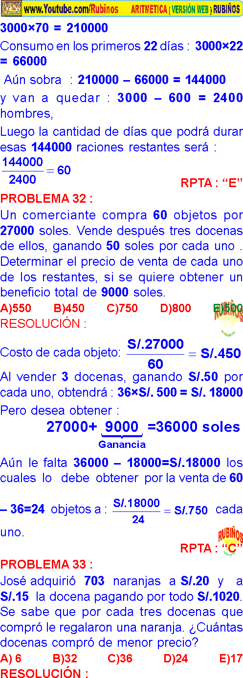 CUATRO OPERACIONES RAZONADOS PROBLEMAS RESUELTOS DE RAZONAMIENTO ...