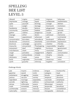 Level 3 CIDEB :): SPELLING BEE LIST