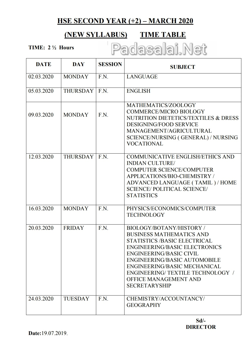 10th, 11th, 12th Public Exam March 2020 - Combined Time Table Published ...
