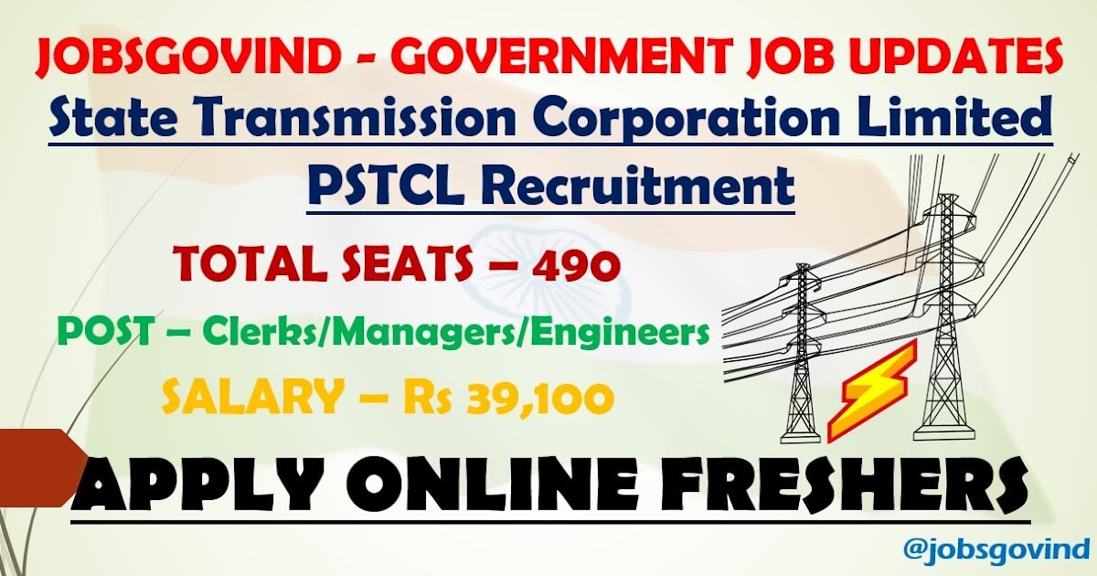 State Transmission Corporation Limited PSTCL Recruitment 2021 for 490 ...