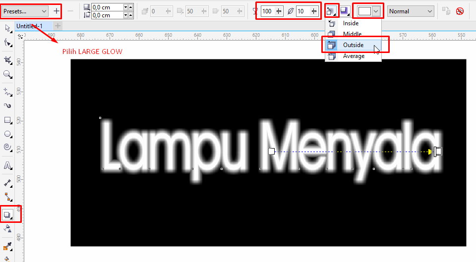 Membuat Tulisan efek lampu menyala Dengan CorelDRAW - Biologizone