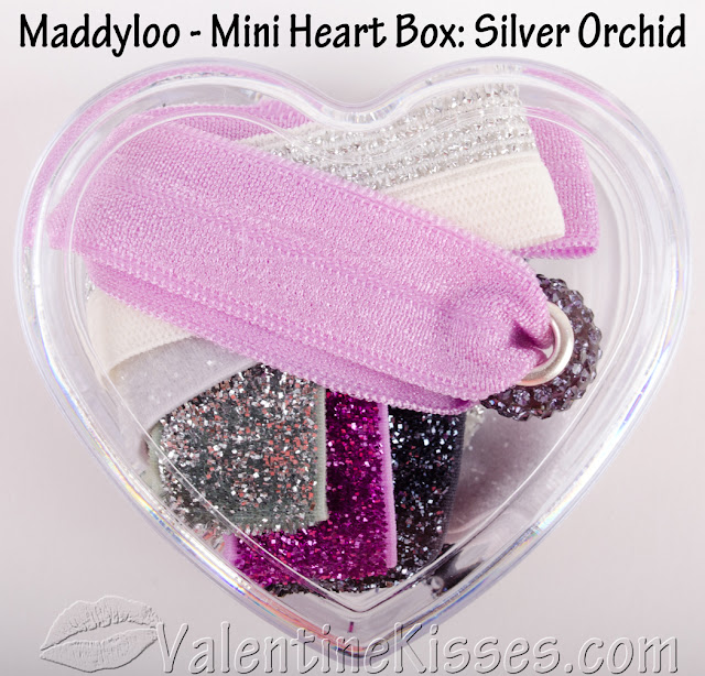 Valentine Kisses: Maddyloo Mini Heart Box in Silver Orchid - hair ties ...