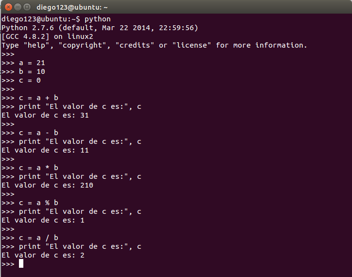 Operadores basicos en python - Mi diario Python