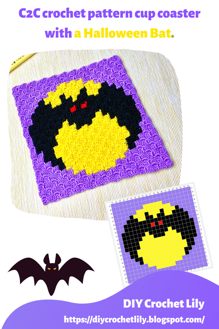DIY Crochet Lily: [C2C Crochet] The Halloween Bat pattern C2C Crochet ...